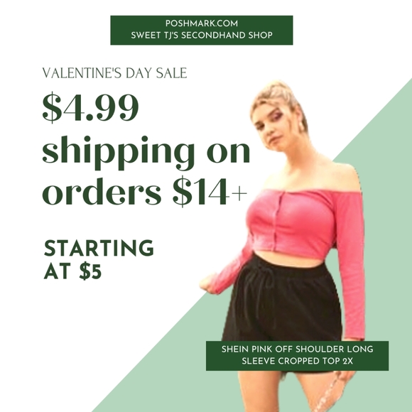 SHEIN | Tops | Shein Pink Off Shoulder Long Sleeve Cropped Top | Poshmark